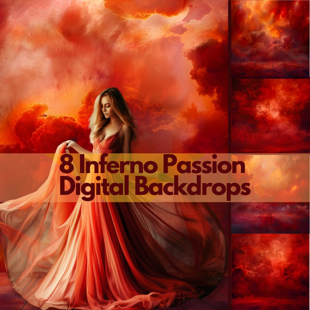 8 Inferno Passion Digital Backdrops Fire Themed Background Dramatic ...