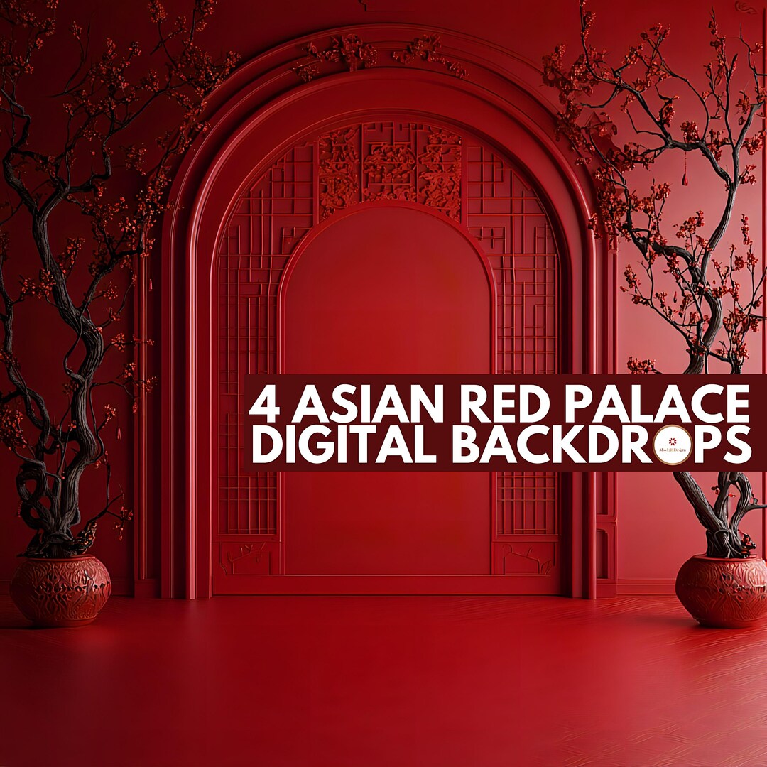 Asian Red Palace Digital Backdrop | Red Backdrop | Chinese Palace ...