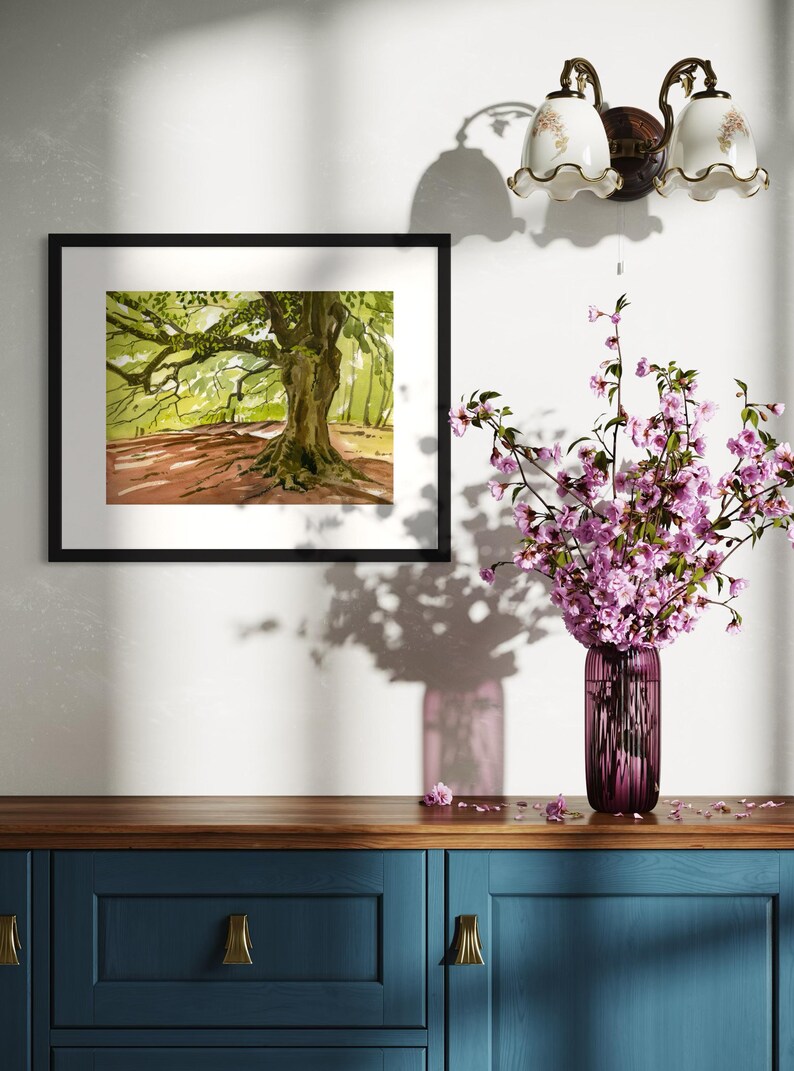 Beech Tree, Perry Wood, Kent, England. Watercolour Print. Woodland Wall ...