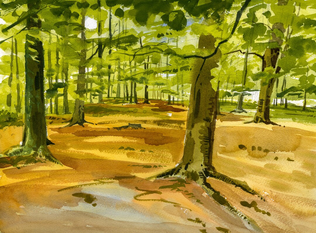 King's Wood, Kent, England. Watercolour Print. Fine Art Print. Woodland ...