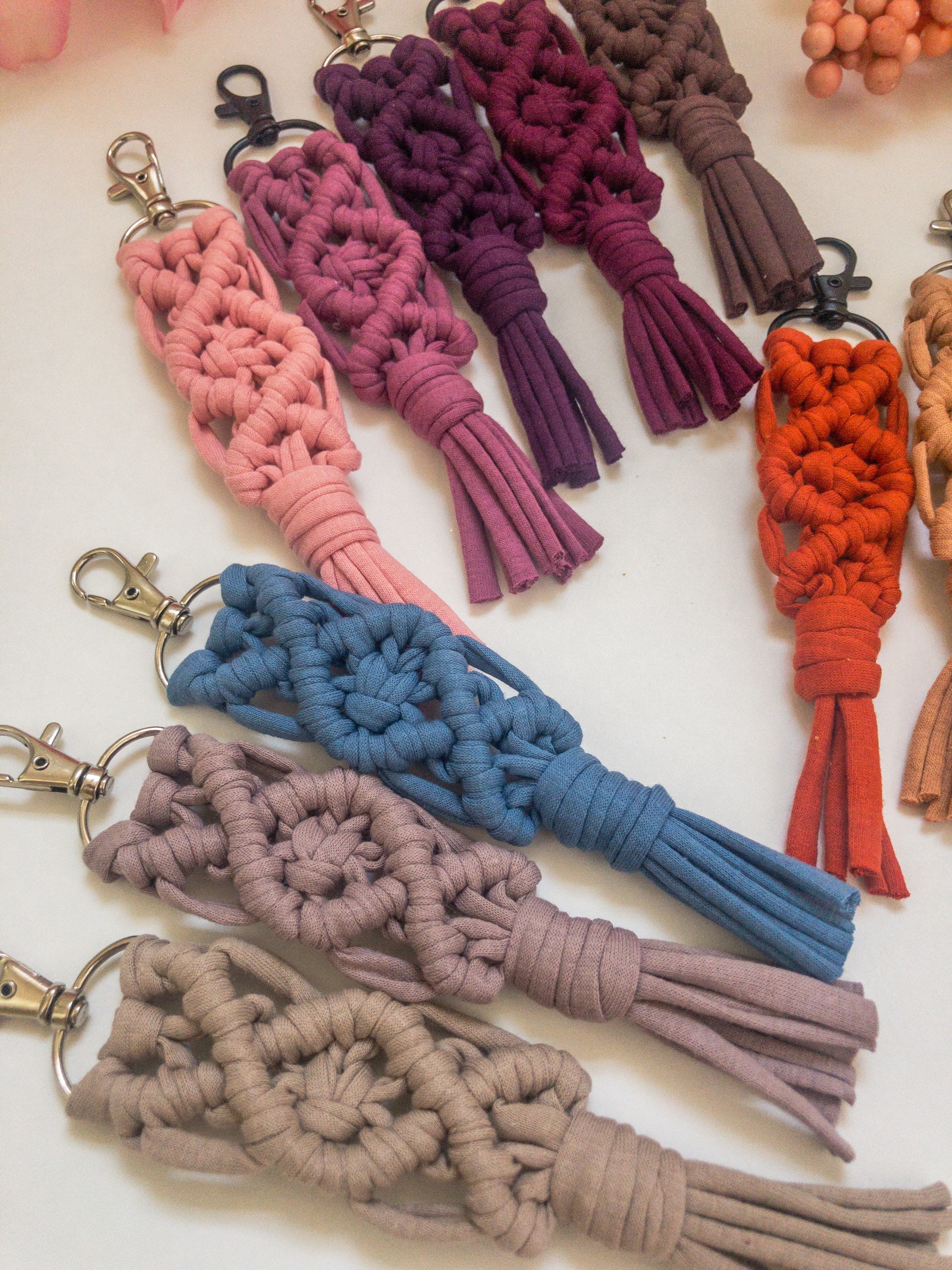 Macrame Keychain, Keyring, Bag or Purse Clip, Bridesmaid Gift, Holiday ...