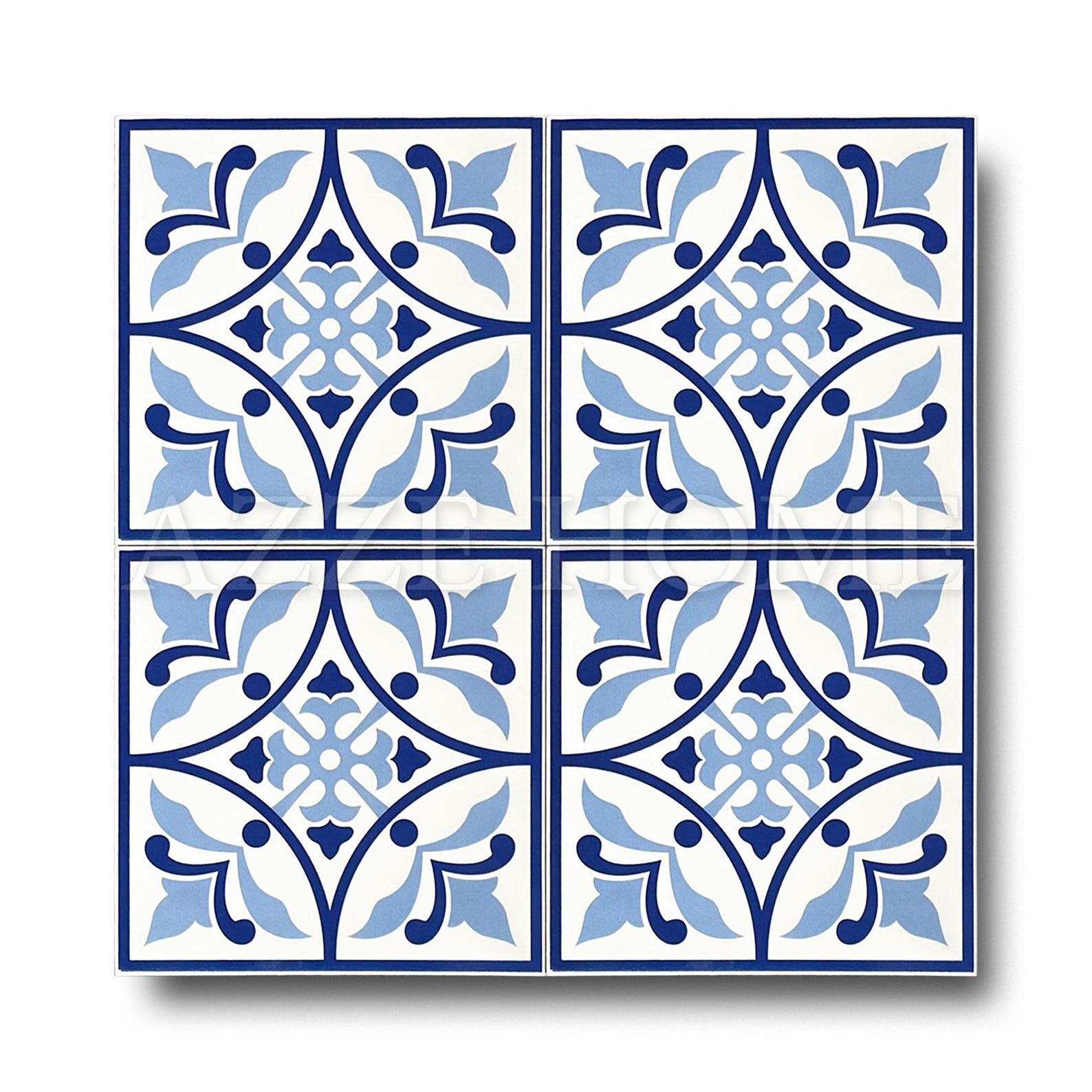 Blue Handmade Tiles, Decorative Floor Tiles, 10cm*10cm(4in*4in ...