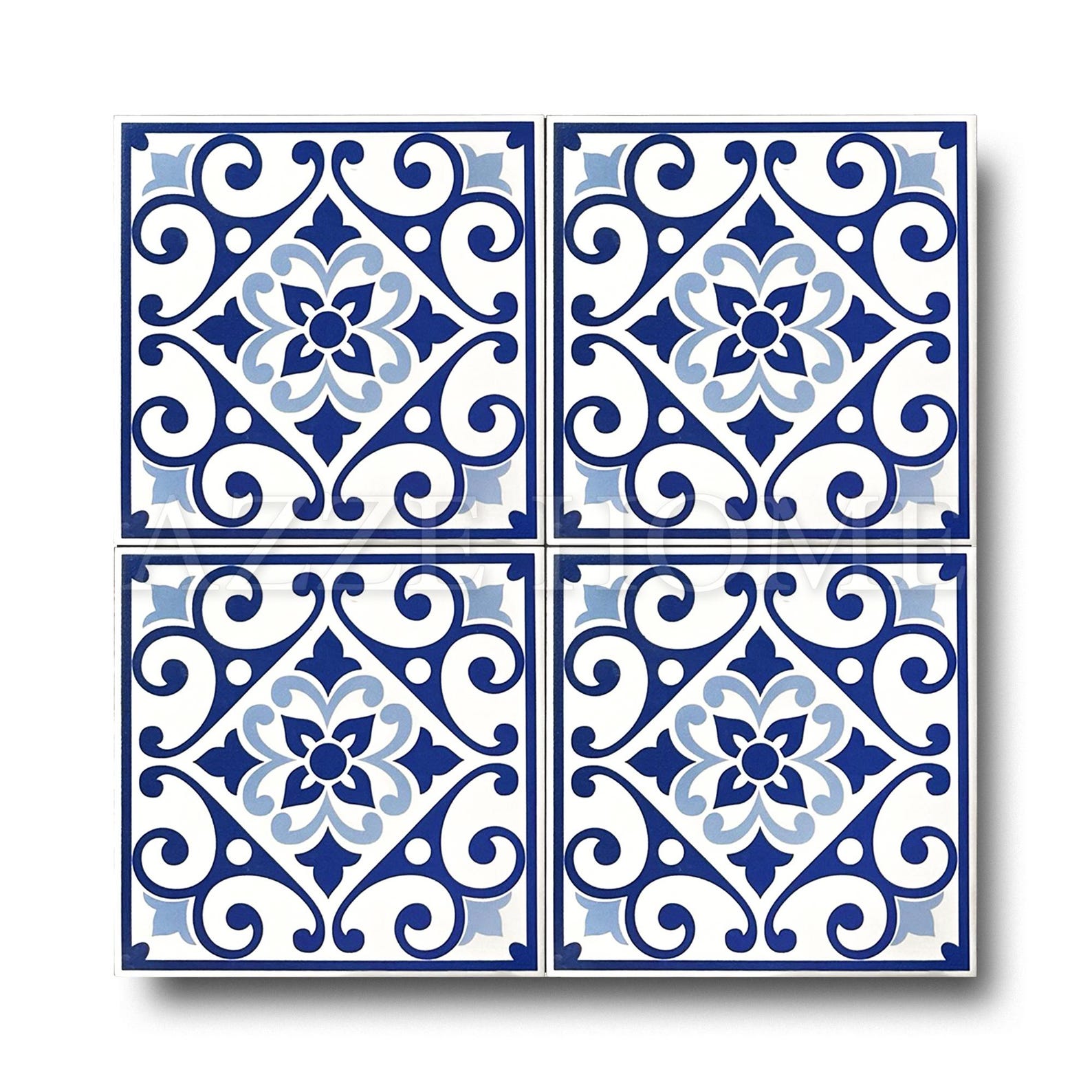 Blue Handmade Tiles, Decorative Floor Tiles, 10cm*10cm(4in*4in ...