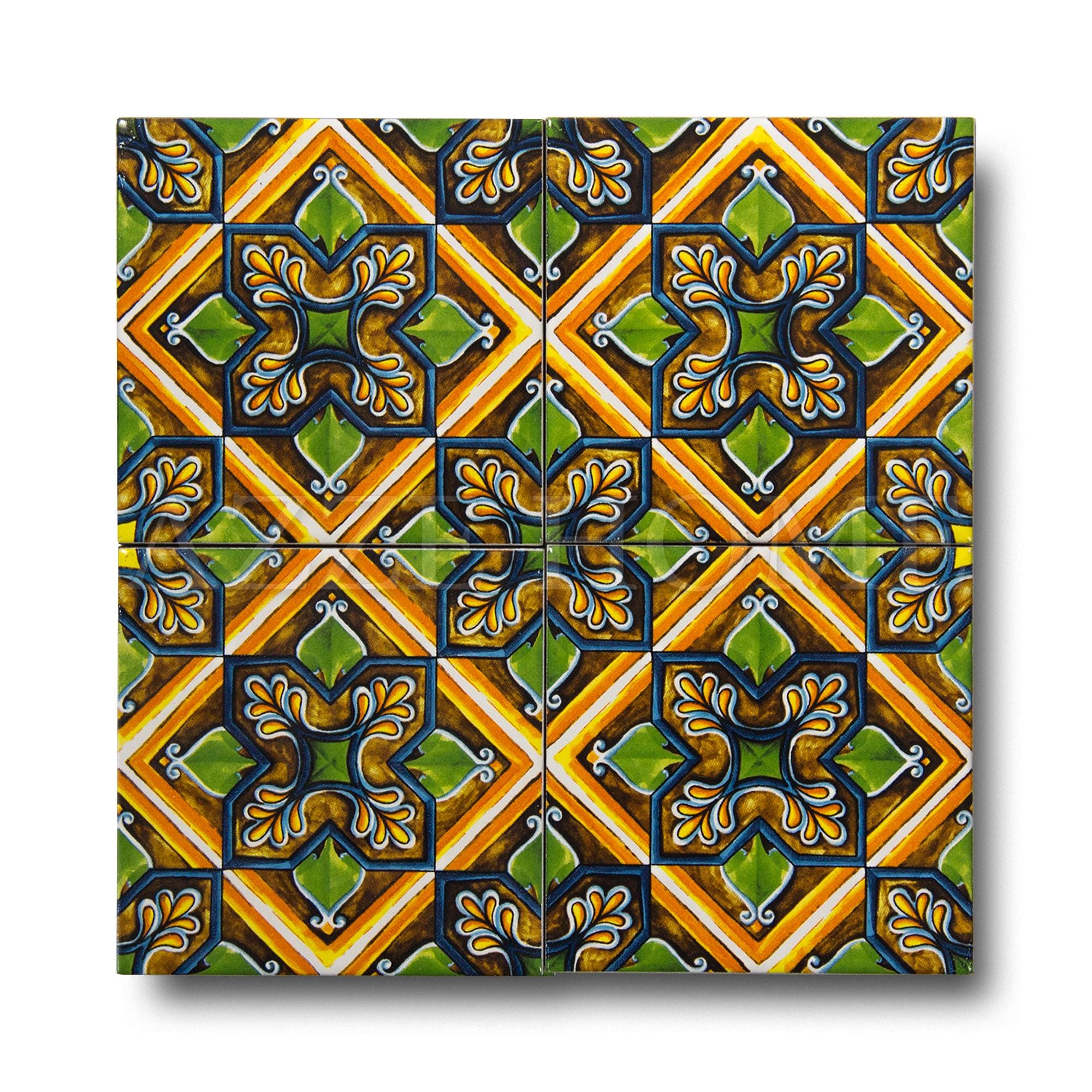 Handmade Patterned Mosaic Tiles, 10cm*10cm(4in*4in) Porcelain Tile ...