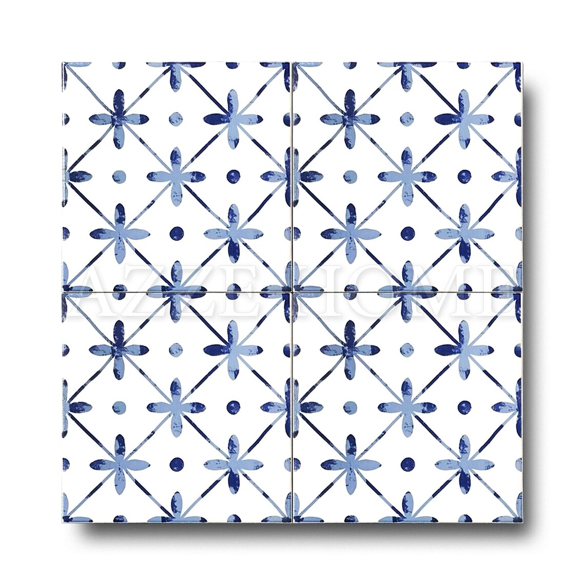 Blue Handmade Tiles, Decorative Floor Tiles, 10cm*10cm(4in*4in ...