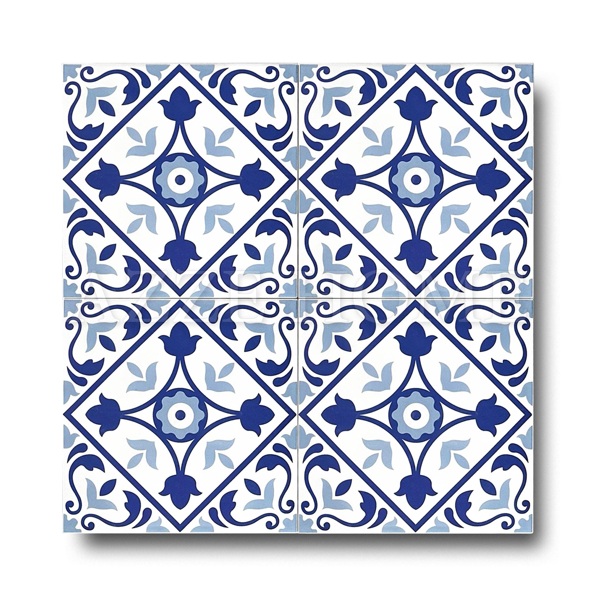 Blue Handmade Tiles, Decorative Floor Tiles, 10cm*10cm(4in*4in ...