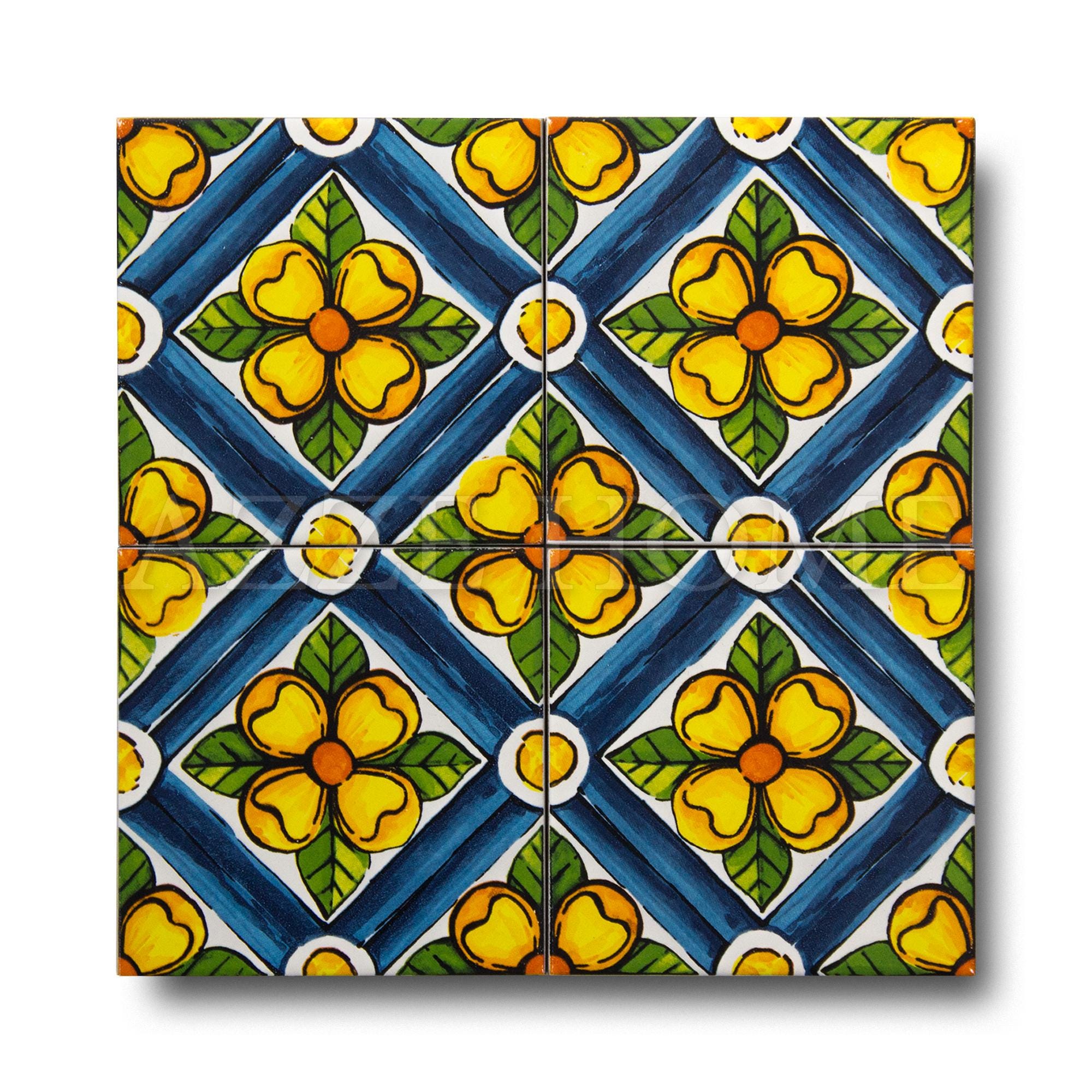 Handmade Patterned Mosaic Tiles, 10cm*10cm(4in*4in) Porcelain Tile ...