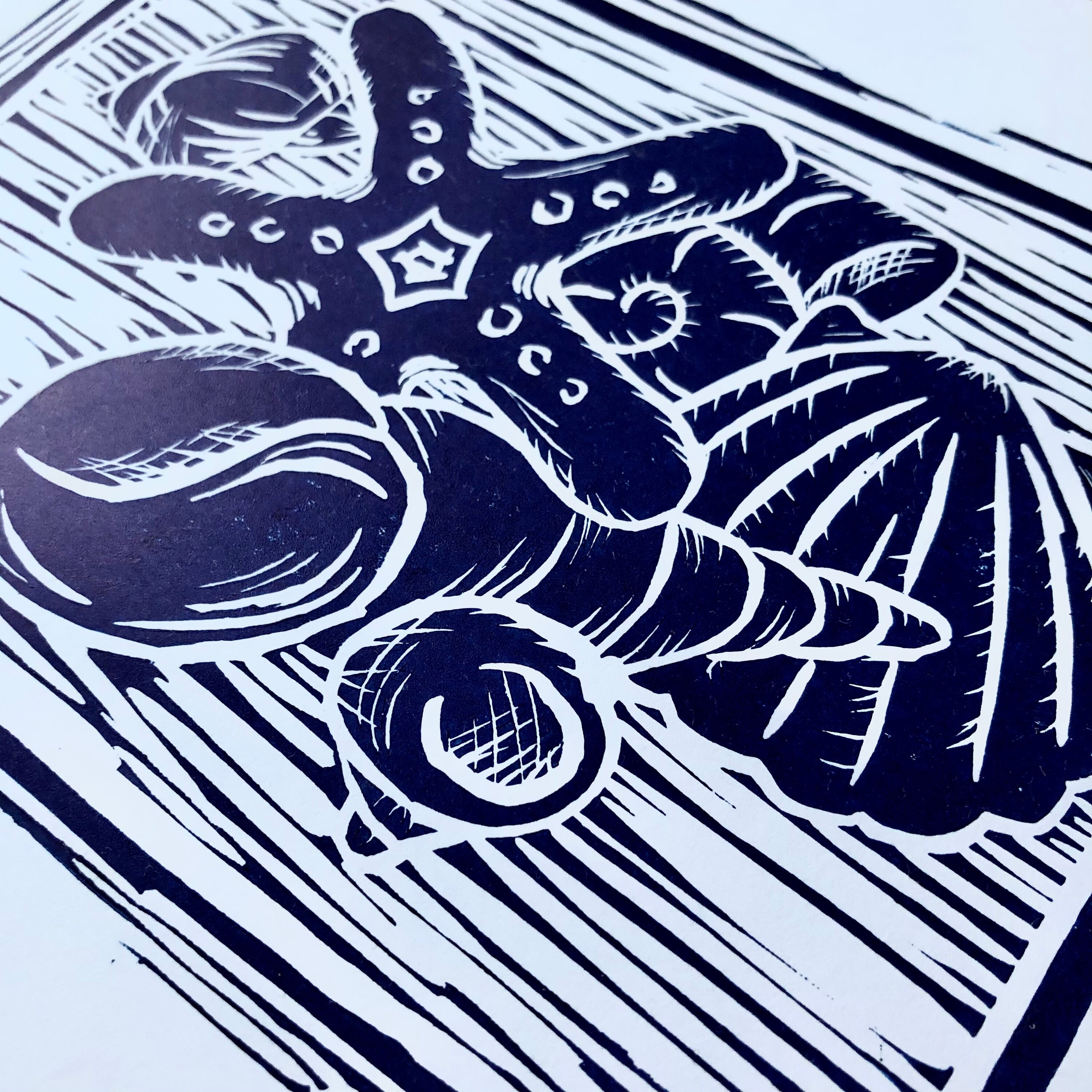 Seashells Handmade Lino Print - Etsy Norway