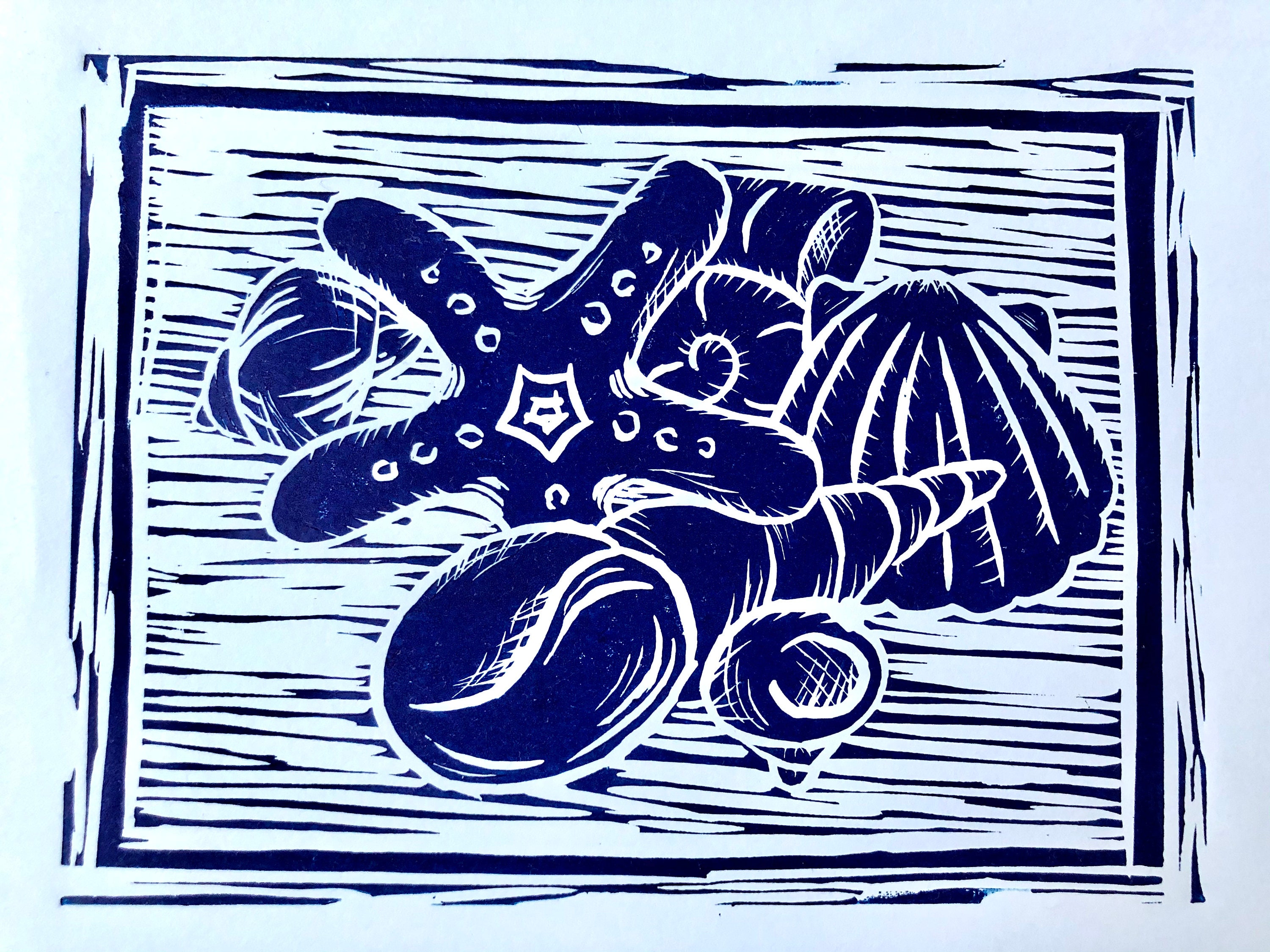 Seashells Handmade Lino Print - Etsy Norway