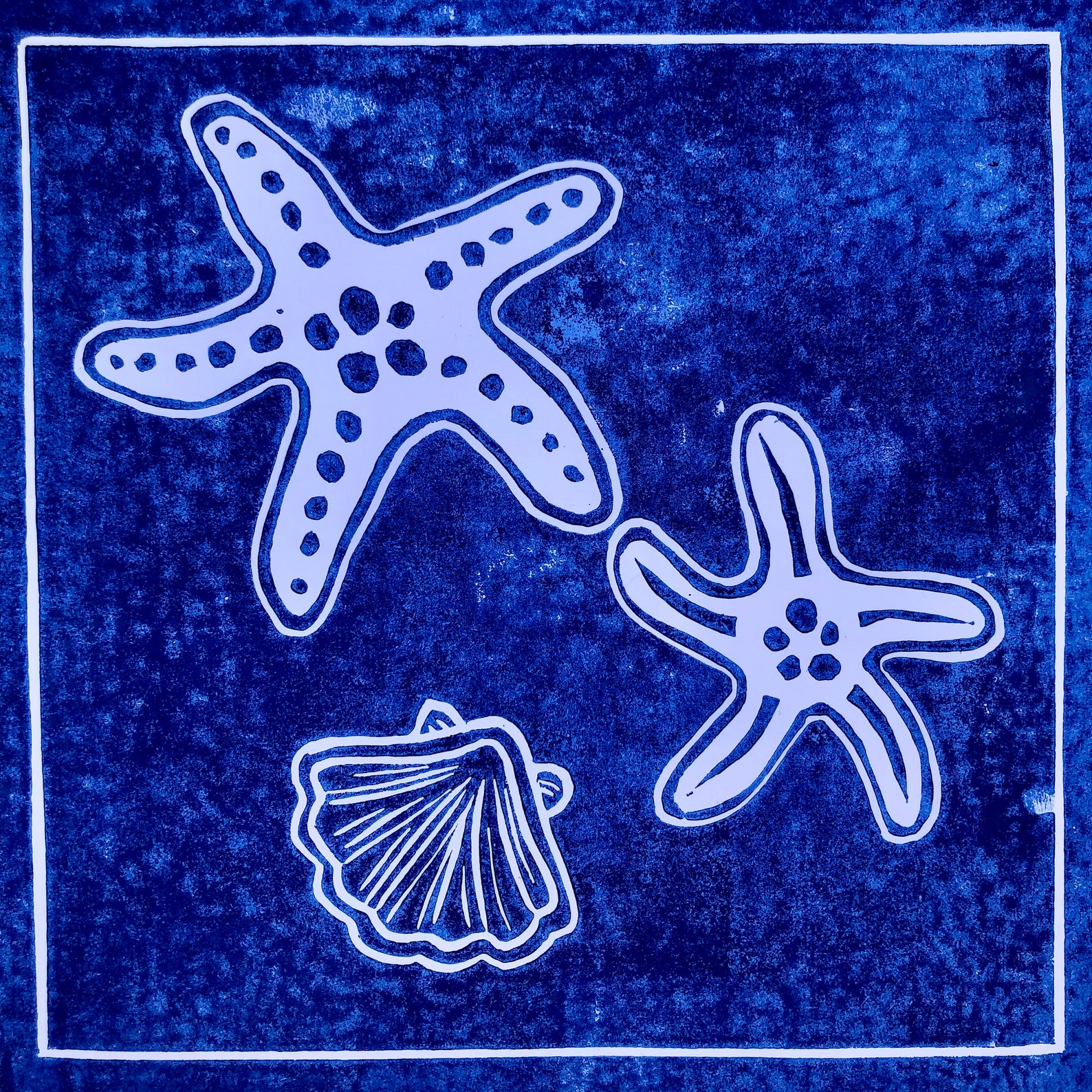 Starfish Party Handmade Linoprint | Etsy