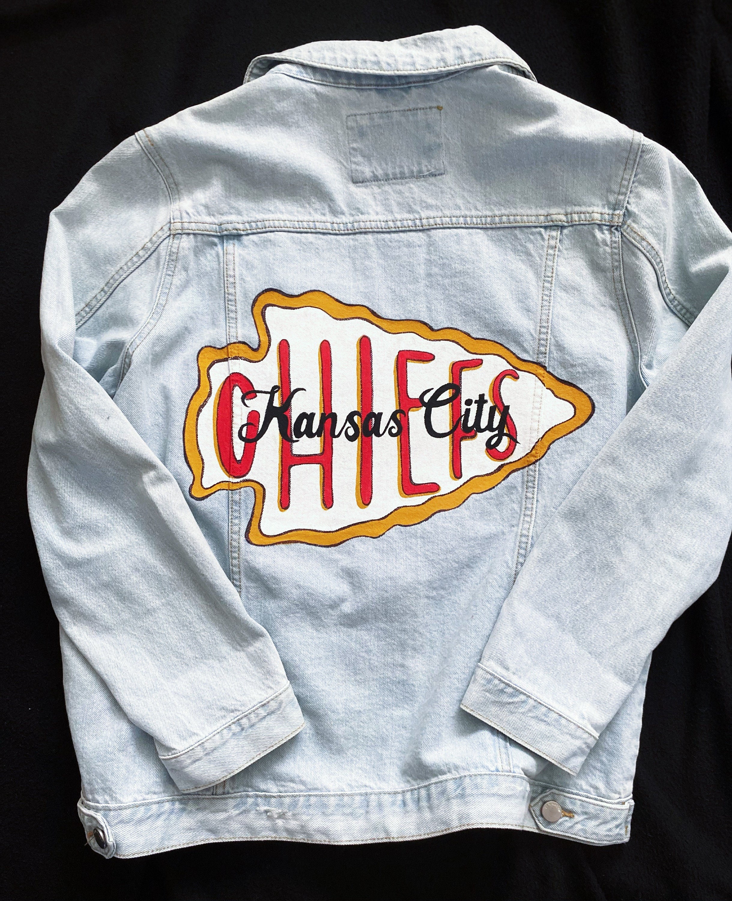 Custom KC Football Painted Jean Jacket Sports Custom Hand - Etsy