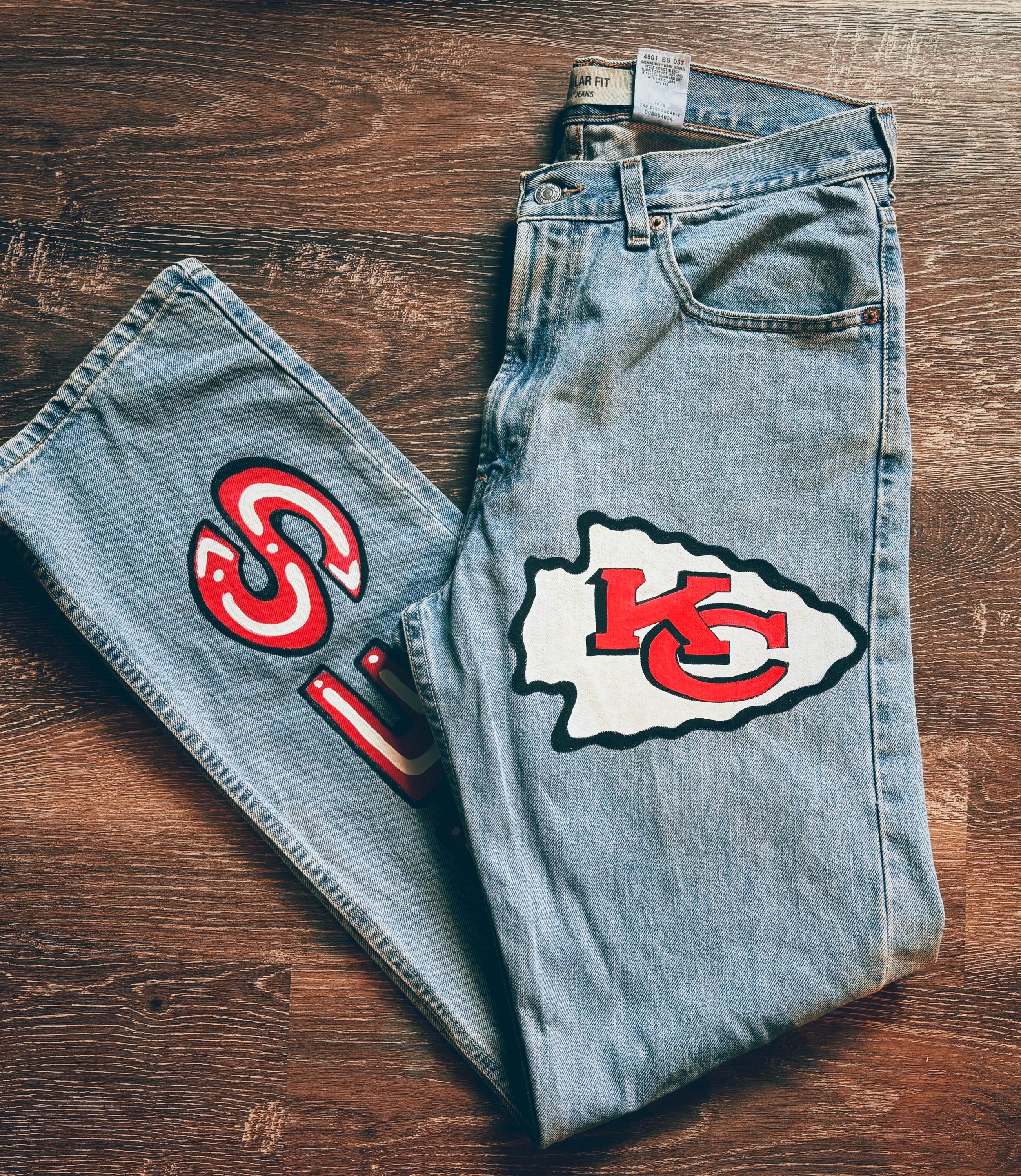 Custom Painted Sports Jeans - Etsy