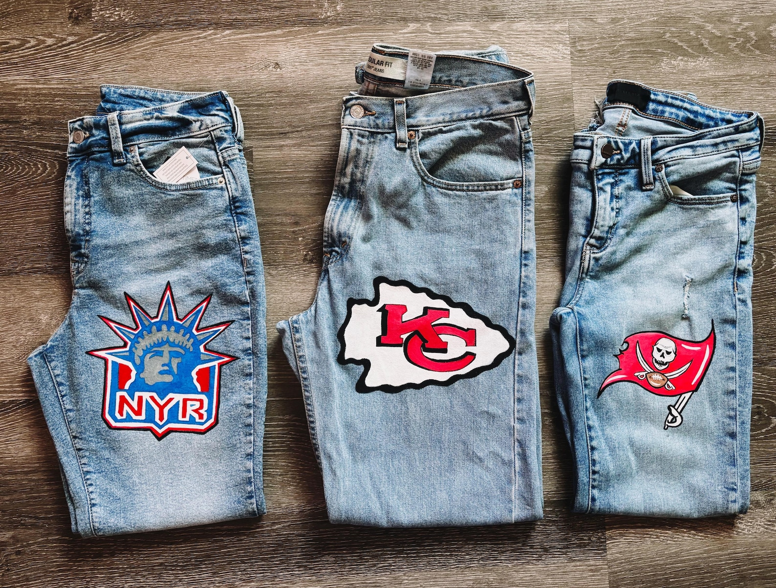 Custom Painted Sports Jeans - Etsy