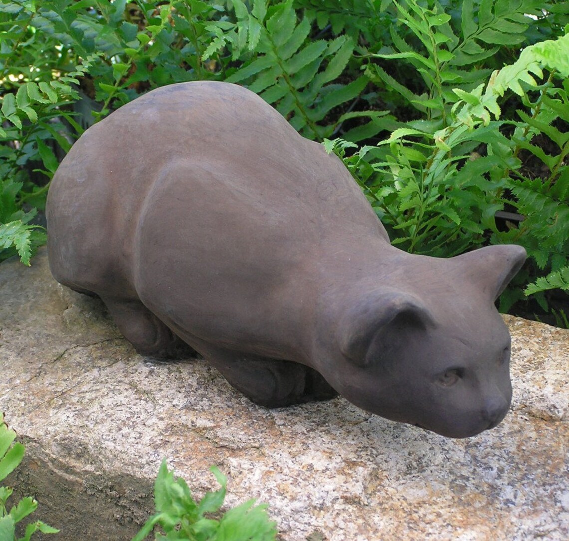 Nichols Brothers Small Crouching Cat Outdoor Concrete Garden Statue - Etsy