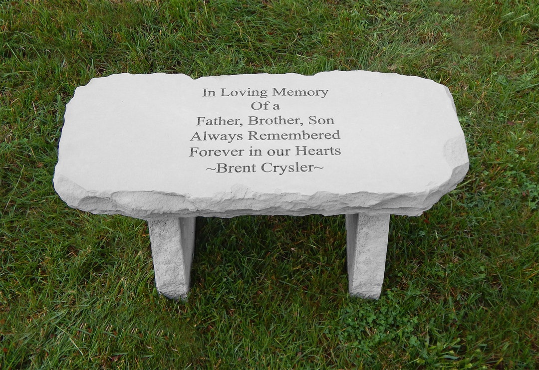 Custom Medium Stone Bench Personalized Memorial Garden Decor - Etsy