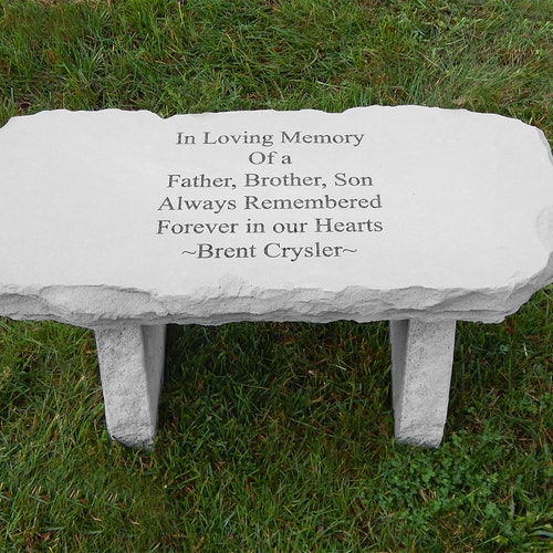 Custom Medium Stone Bench Personalized Memorial Garden Decor - Etsy