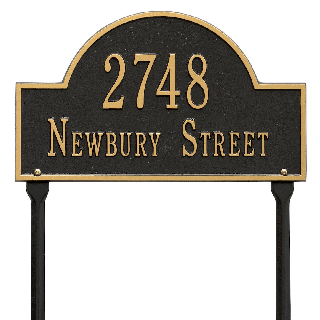 Custom Arch Marker Lawn Cast Aluminum Metal Address Plaque 15.75”W X 9. ...