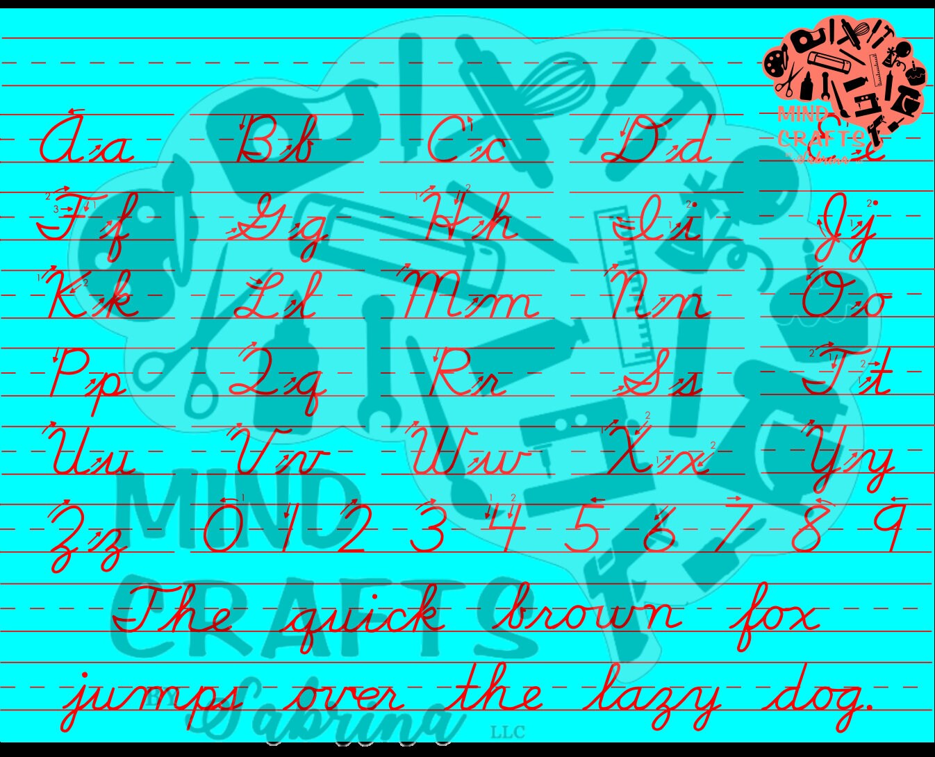 Cursive Alphabet With Direction Arrows Tracing Mat SVG File - Etsy