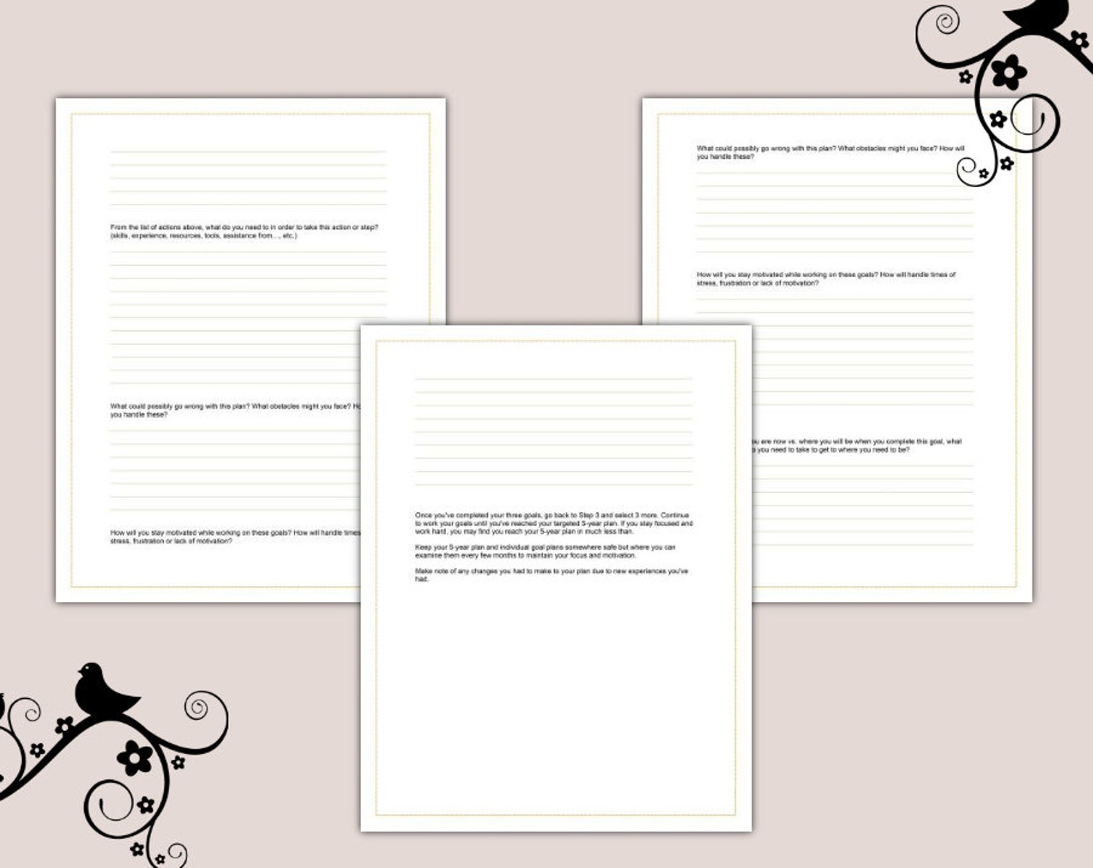 My 5 Year Plan Printable Planner Sheets Where I want to be | Etsy