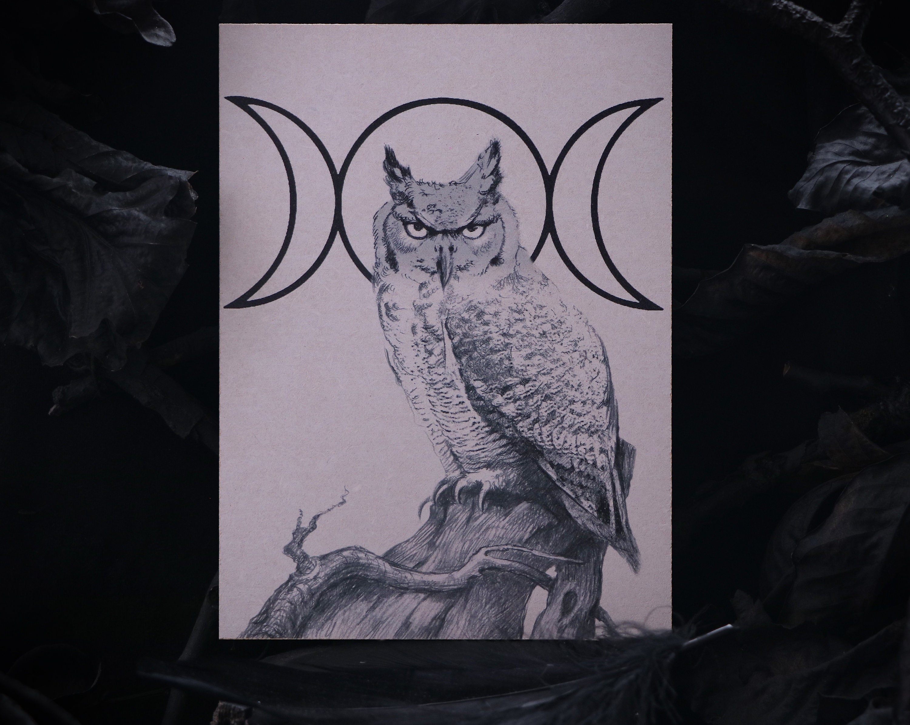 Hecate Goddess Owl Wall Art Decoration - Print on Wooden Board - 7x5 ...