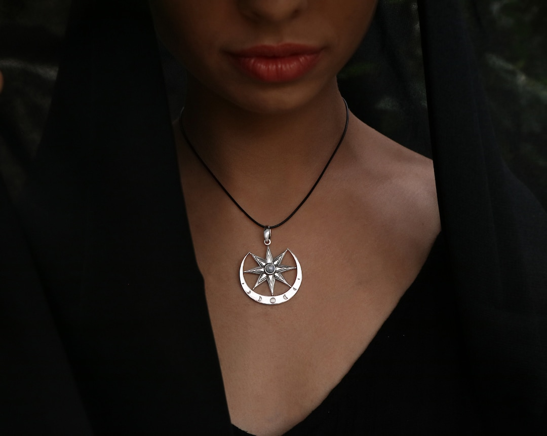 ISHTAR Necklace With MOONSTONE Inanna Pendant 925 Sterling Silver ...