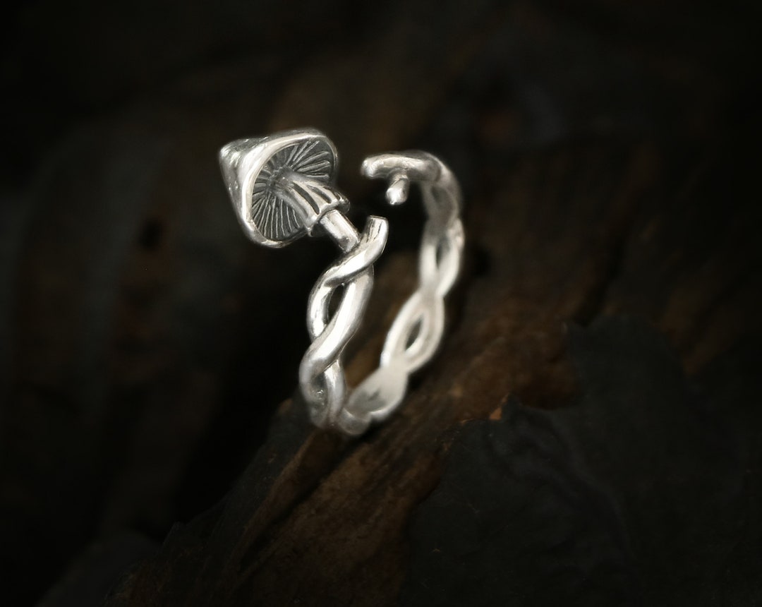 Anillo de hongo de plata de ley 925 / Anillo de bruja - Etsy México
