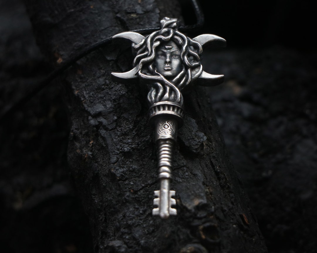 HECATE KEY Necklace Made of Sterling Silver – Triple Moon Goddess ...
