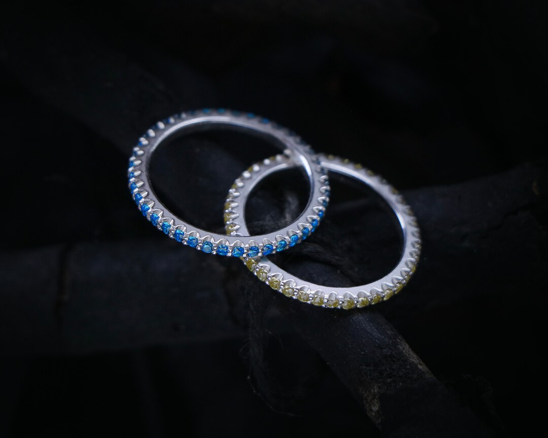 Ukraine Ring Made of 925 Sterling Silver With Blue and Yellow Cubic ...