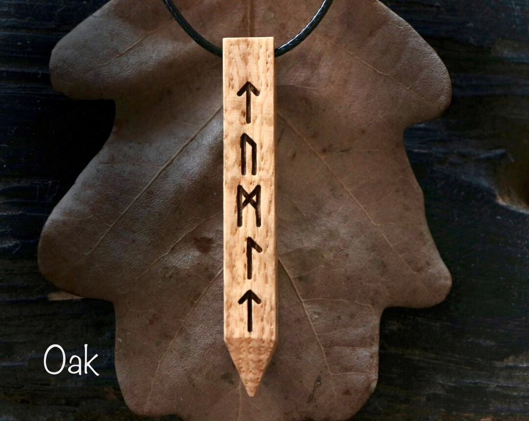 NORSE WOODEN Necklace RUNES Amulet for Reinforcement Magical Abilities ...