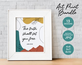 Christian Art Print Bundle, Wall Decor, Encouragement, Boho Christian ...