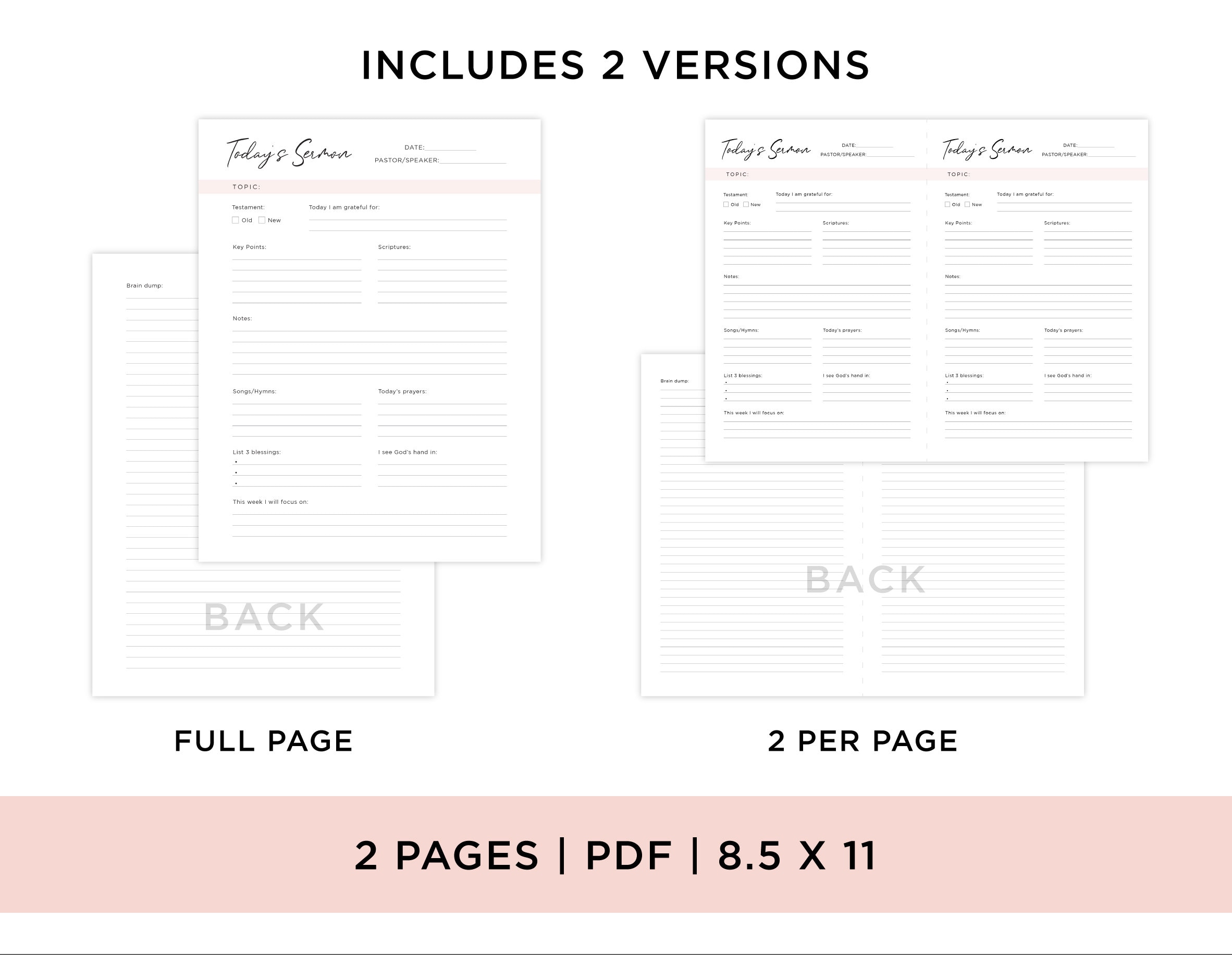 Printable Sermon Notes, Church Notes, Lesson, Christian Planner, Bible ...