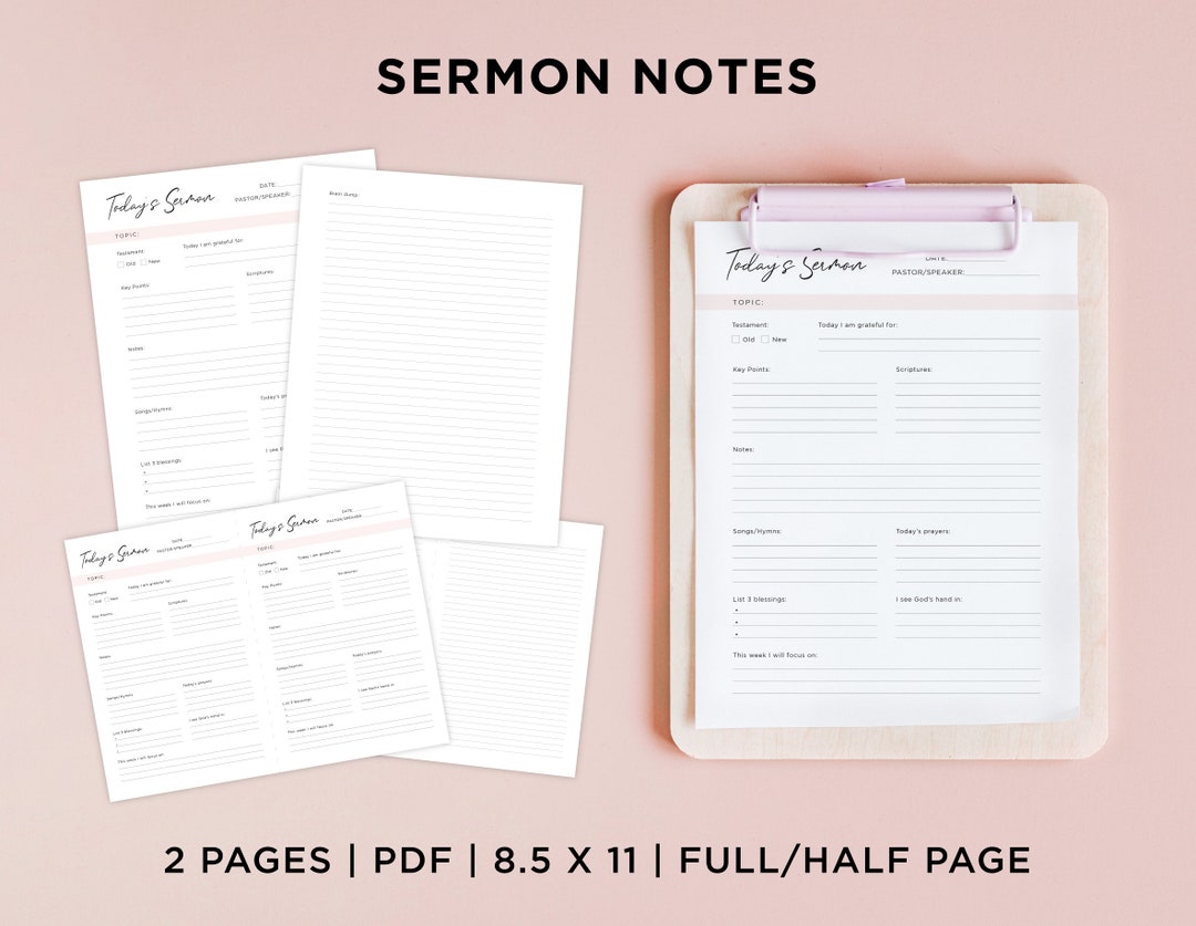 Printable Sermon Notes, Church Notes, Lesson, Christian Planner, Bible ...