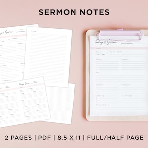 Printable Sermon Notes, Church Notes, Lesson, Christian Planner, Bible ...