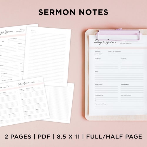 Printable Sermon Notes Church Notes Lesson Christian - Etsy