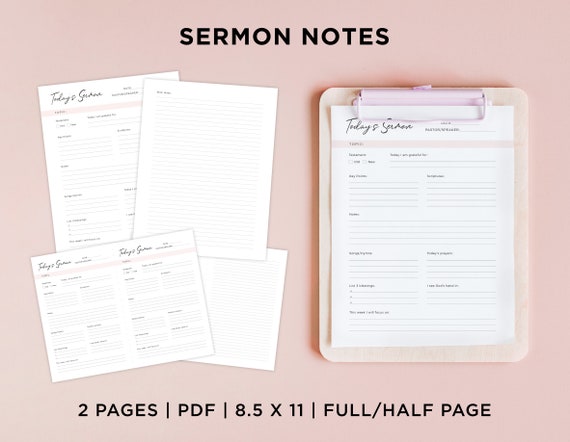 Printable Sermon Notes Church Notes Lesson Christian - Etsy