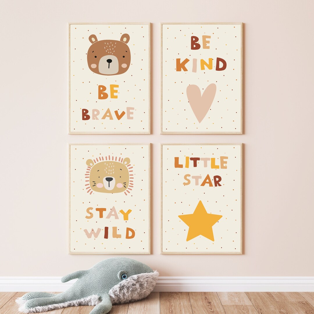 Nursery Wall Art Set of 4 Printables Be Brave Be Kind Stay - Etsy