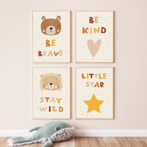 Nursery Wall Art Set of 4 Printables Be Brave Be Kind Stay | Etsy