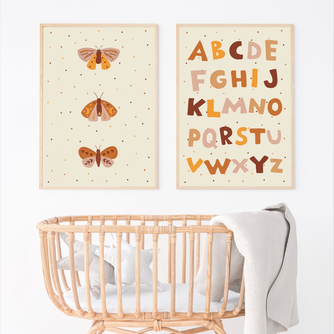 Boho Nursery Set of 2 Printables Butterflies and Alphabet - Etsy