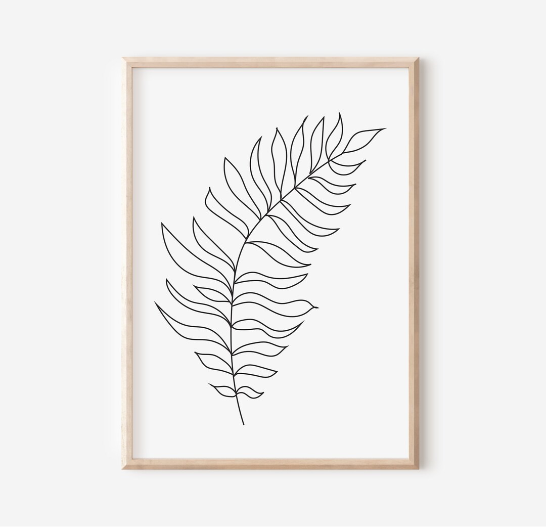 Fern Leaf Printable Wall Art, Single Line Art, Abstract Botanical Art ...