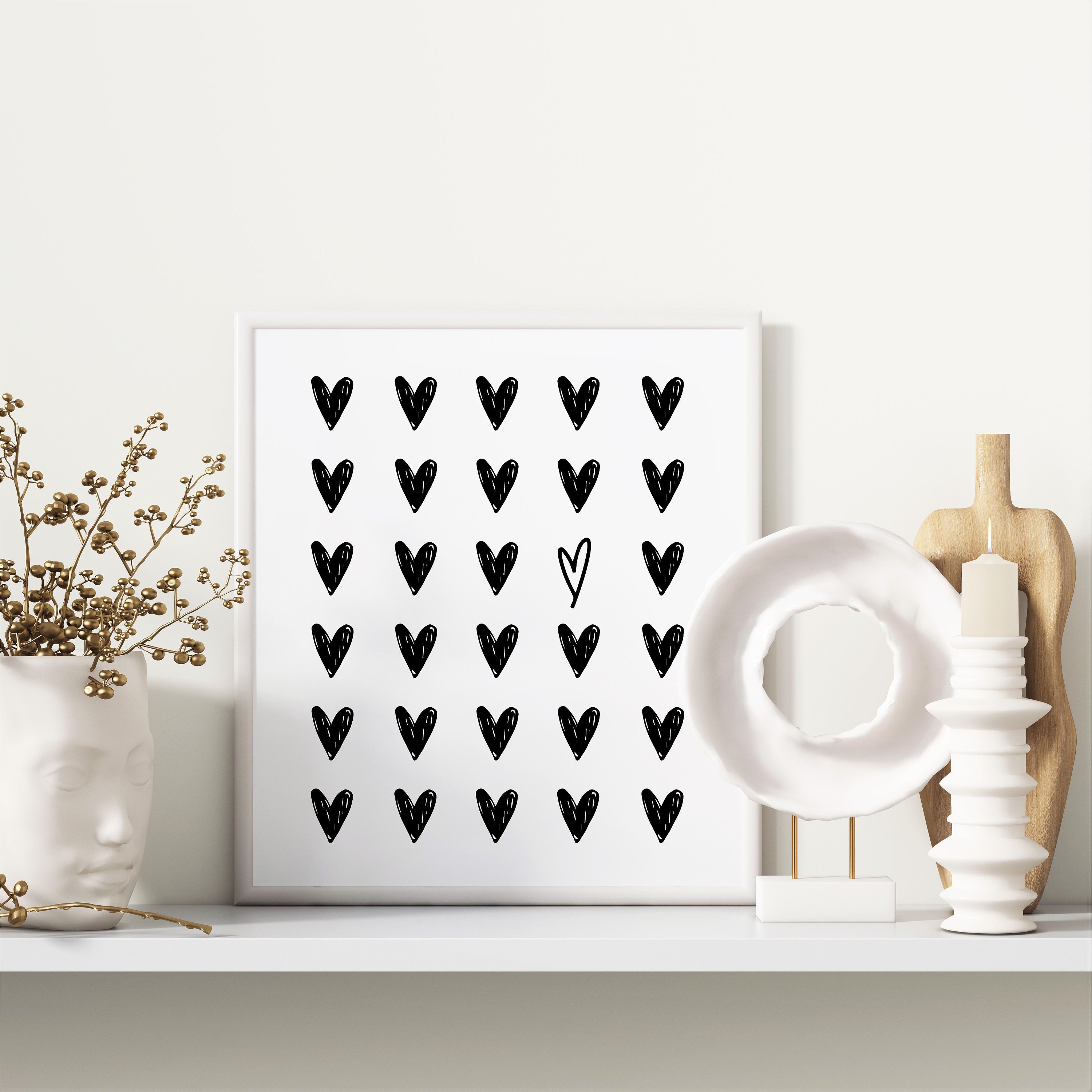 Hearts Print Love Print Love Printable Wall Art Hearts | Etsy