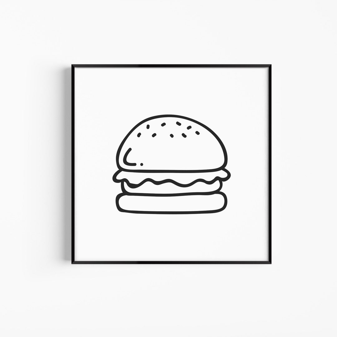 Hamburger Print, Fast Food Print, Fast Food Wall Art, Hamburger Poster ...