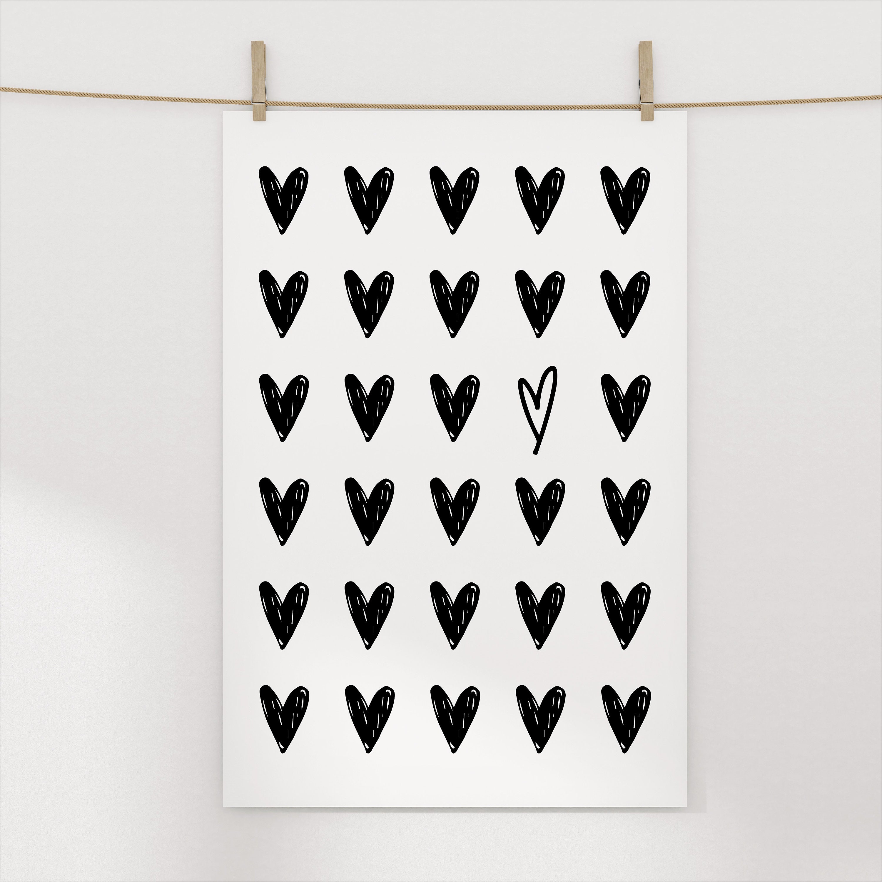 Hearts Print Love Print Love Printable Wall Art Hearts | Etsy