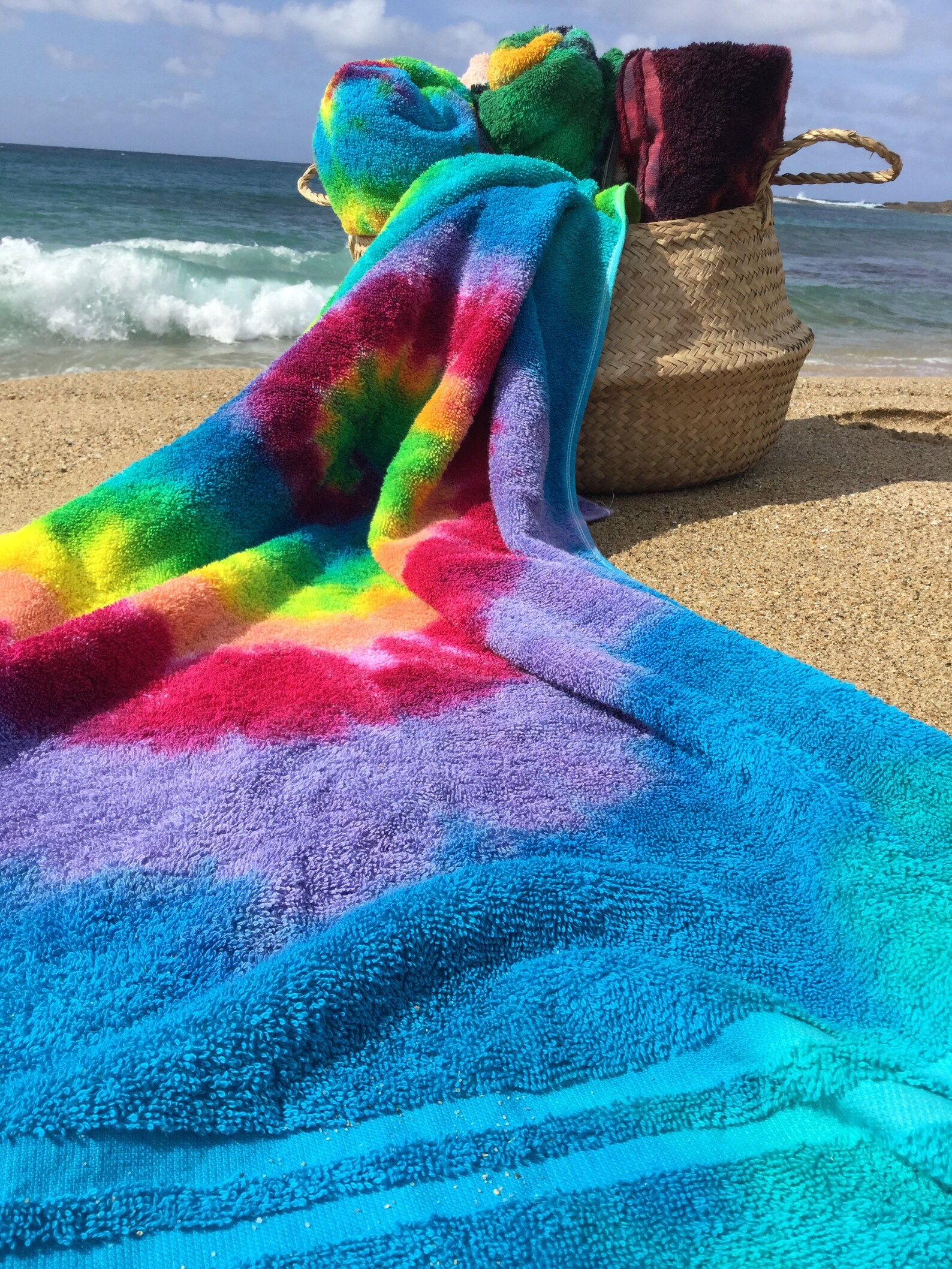 Spiral Towell, Tie dye Towell, Beach Towell,Tie dye beach towell, soft ...