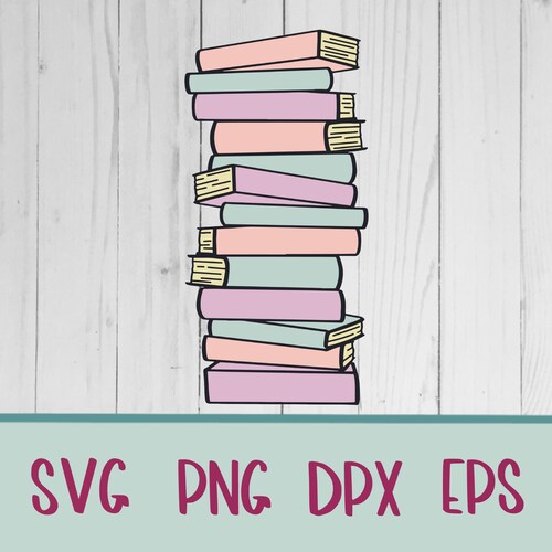 Book Stack SVG Cut Files for Cricut and Silhouette Svg PNG - Etsy