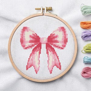Pink Bow Cross Stitch Pattern, Coquette Embroidery (PDF Pattern) - Etsy