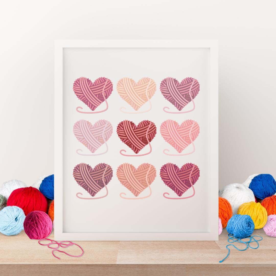 Yarn Lover Poster, Knitting Wall Art, Crochet Decor, Valentine's Day ...