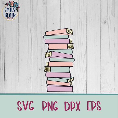 Book Stack SVG Cut Files for Cricut and Silhouette Svg PNG - Etsy