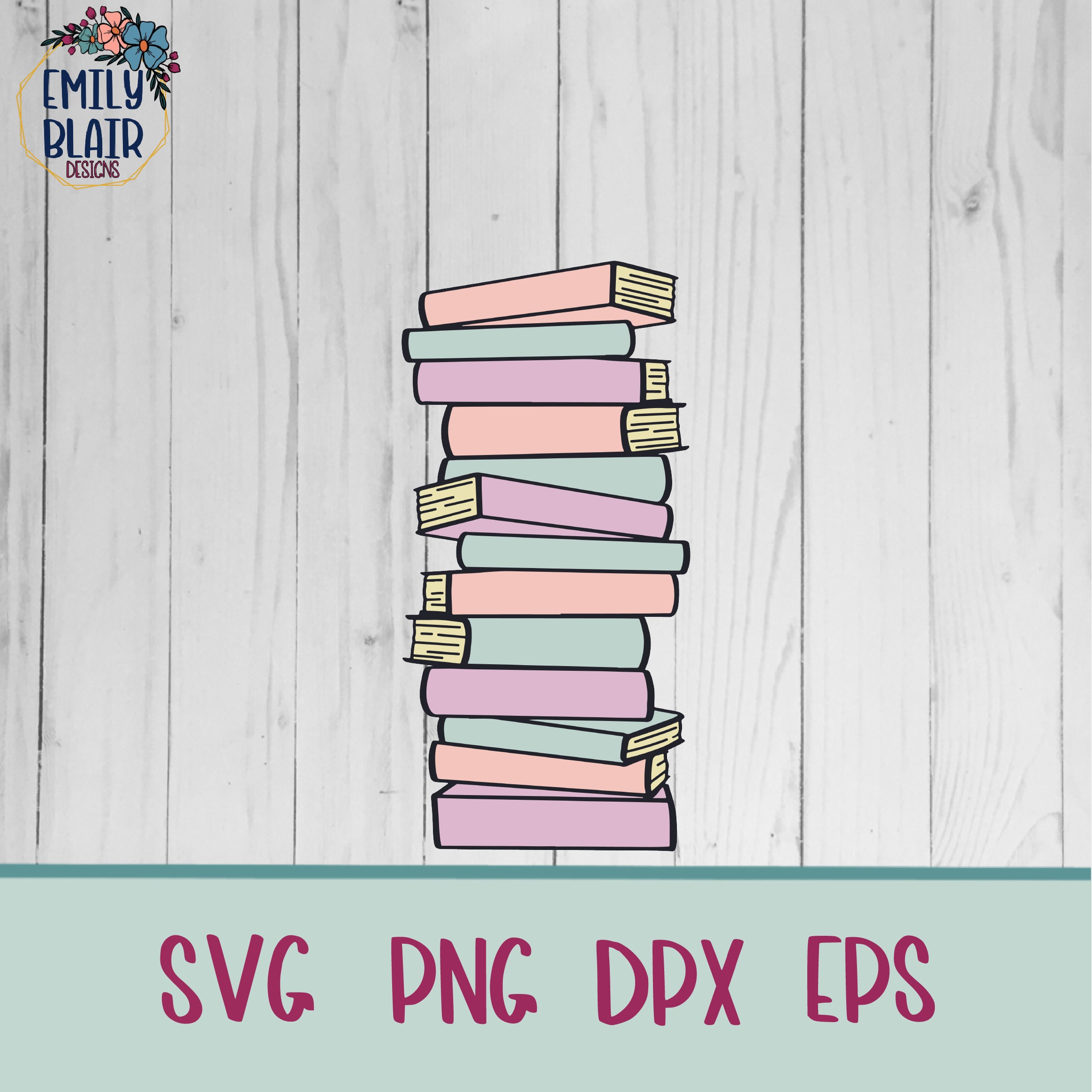 Book Stack SVG Cut Files for Cricut and Silhouette Svg PNG - Etsy