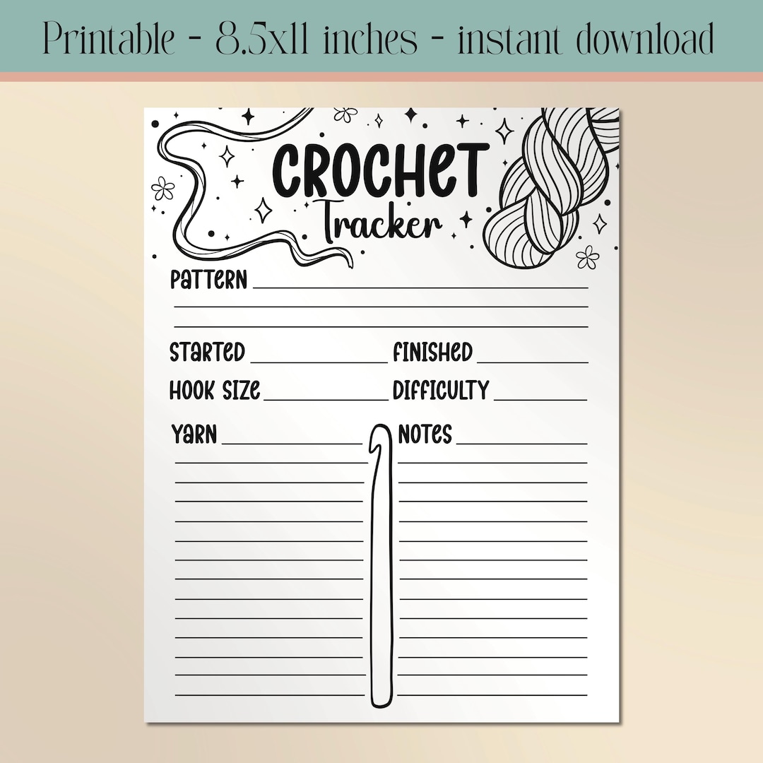 Crochet Tracker Printable, Project Log Sheet, Crochet Planner PDF, Yarn ...