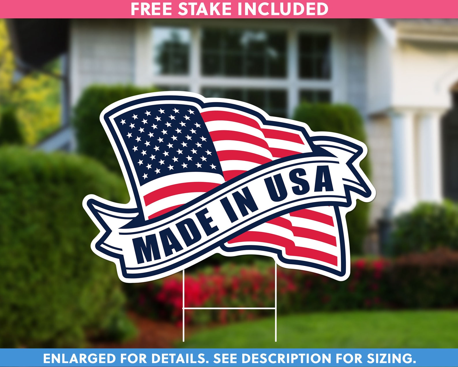 Made in the USA Lawn Sign Patriotic Lawn Sign American | Etsy